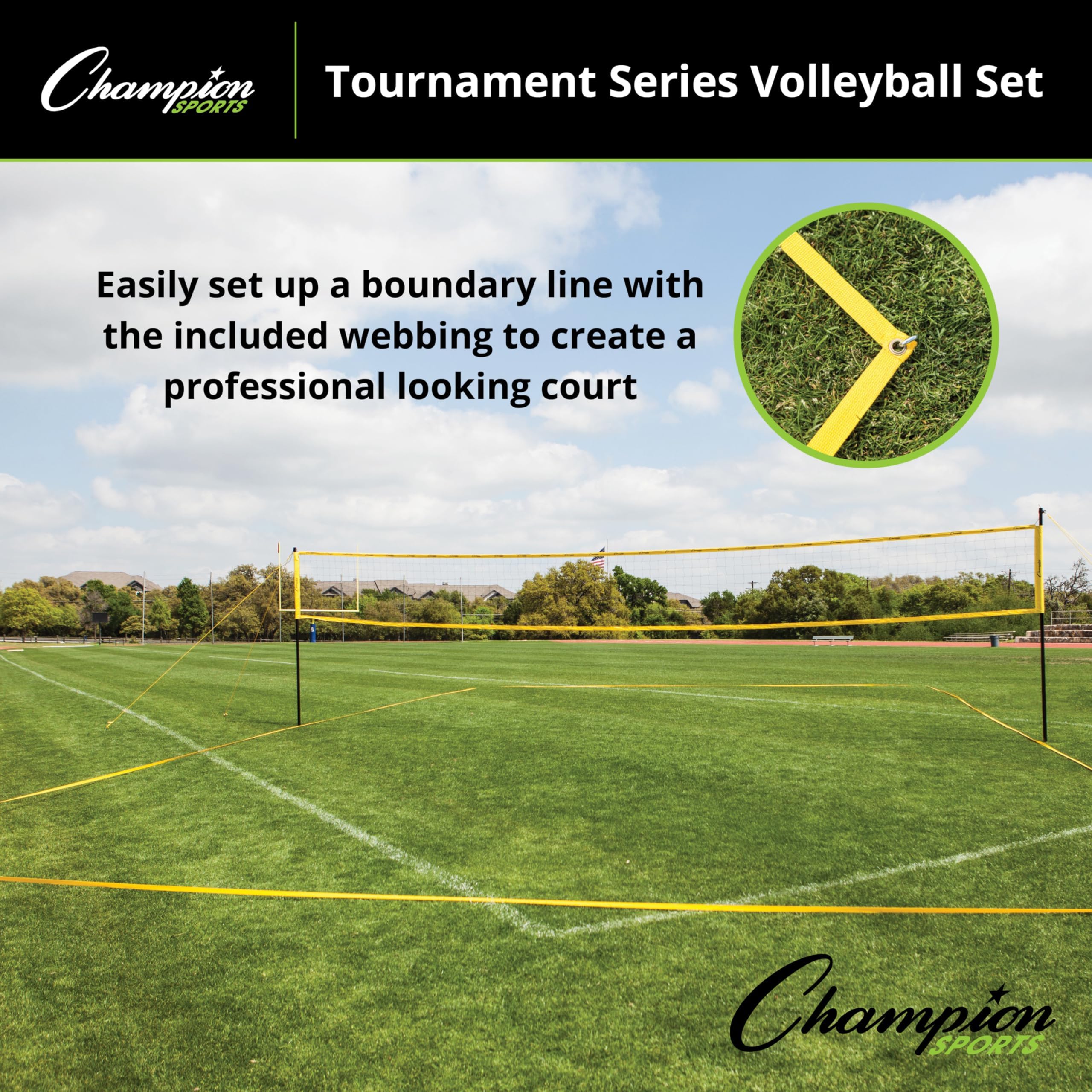 Champion Sports CG204 Outdoor Volleyball Set: Complete Portable Team Sports Set with Net, Poles, Ball & Accessories