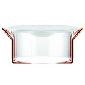 bodum hot pot bakeware dish with silicone lid & copper stand, 2.0 l/68 oz/large, copper