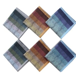 Mens Luxury 100% Cotton Handkerchiefs Plaid 6PCS