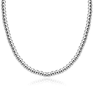 jewelry kingdom 1 necklace for women and men, beaded chain stainless steel, handmade jewelry (thick of 8mm and length of 18")