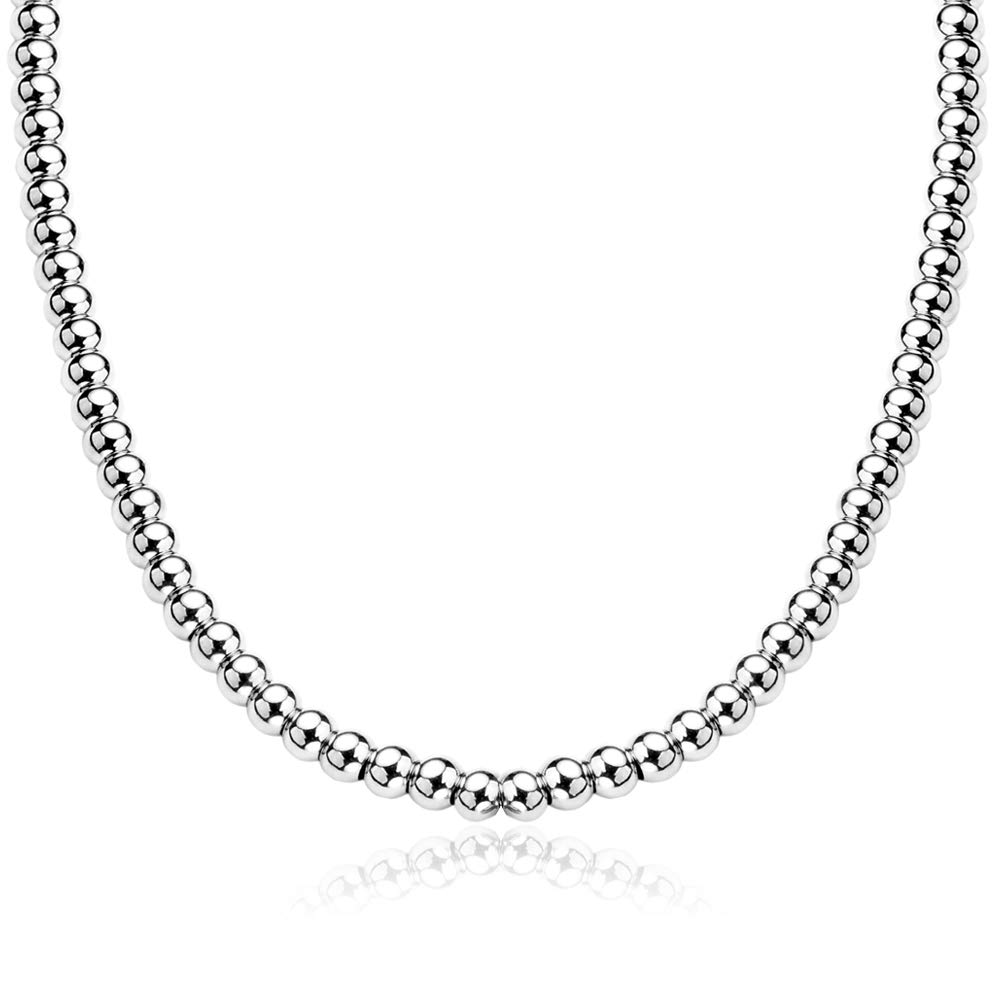 Jewelry Kingdom 1 Necklace for Women and Men, Beaded Chain Stainless Steel, Handmade Jewelry (Thick of 8MM and Length of 18")