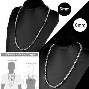 Jewelry Kingdom 1 Necklace for Women and Men, Beaded Chain Stainless Steel, Handmade Jewelry (Thick of 8MM and Length of 18")