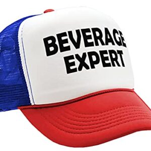 Beverage Expert - Beer Wine Liquor Party - Vintage Retro Style Trucker Cap Hat (R W B)