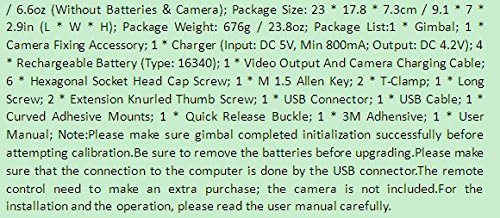 GOWE 3-axis Wearable Gimbal Stabilizer for GoPro Hero 3 3+ 4 SJCAM SJ4000 and Similar Shaped Action Cameras