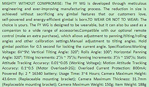 GOWE 3-axis Wearable Gimbal Stabilizer for GoPro Hero 3 3+ 4 SJCAM SJ4000 and Similar Shaped Action Cameras