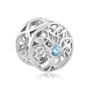 luckyjewelry family tree of life jan-dec birthstone celtic knot charm beads for bracelets (march-light blue)