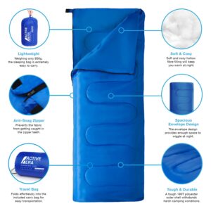 Active Era Ultra Lightweight Sleeping Bag Indoor & Outdoor - Compact, Ultralight Sleeping Bag for Warm Weather - Sleeping Bag for Camping, Warm Weather, Sleepovers, Fishing, Outdoor Camping and Hiking