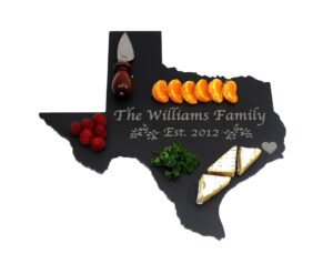 custom texas black slate cutting board, serving tray, or cheese board- personalized with laser engraving