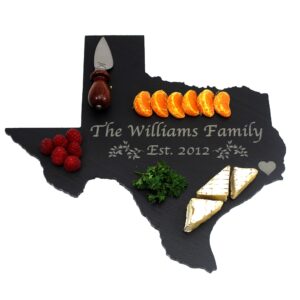 Custom Texas Black Slate Cutting Board, Serving Tray, or Cheese Board- Personalized with Laser Engraving