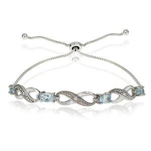 b. brilliant sterling silver blue topaz figure 8 infinity bolo adjustable bracelet for women