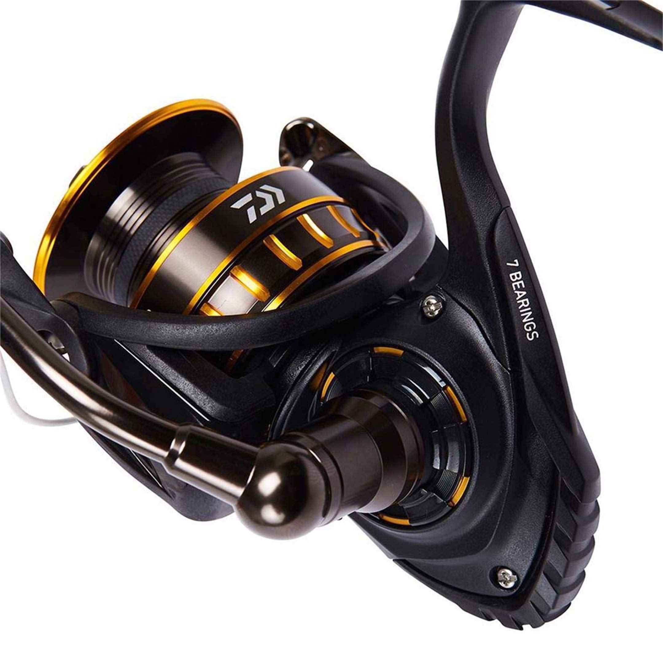 Daiwa BG4500 BG Saltwater Spinning Reel, 4500, 5.7: 1 Gear Ratio, 6+1 Bearings, 43.10" Retrieve Rate, 22 lb Max Drag, Black/gold