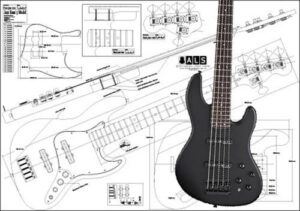 plan of fender jazz bass 5 string - full scale print