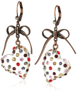 betsey johnson stone lucite heart drop earrings