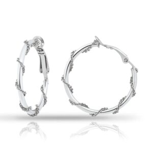 sterling silver chain wrap clip-on hoop earrings, 30mm