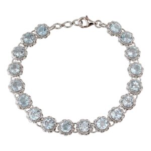 novica handmade .925 sterling silver blue topaz tennis bracelet with set in rhodium plated link style india serenity airy birthstone 'celestial enchantment'