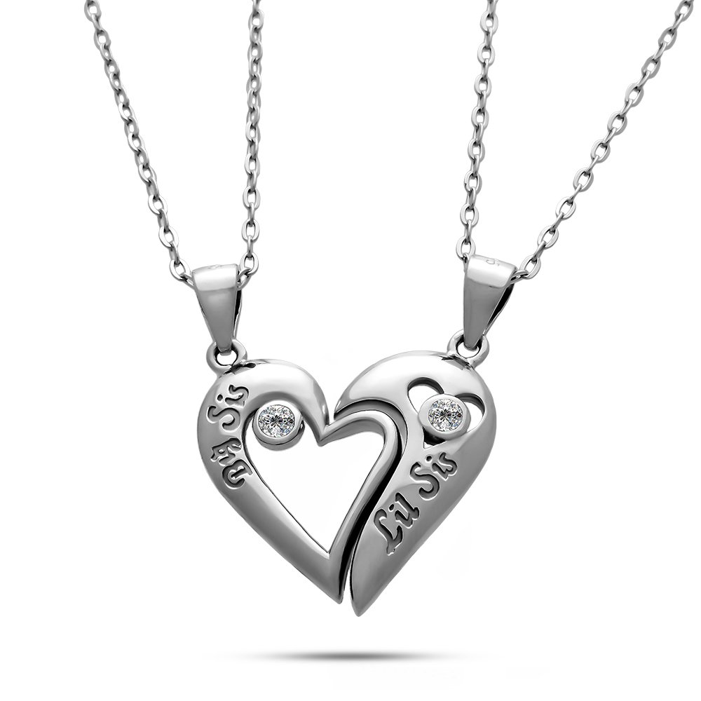 Big Sister Little Sister Necklaces Broken Heart Pendants Big Sis Lil Sis Necklace Sterling Silver Sisters Necklace Best Friends