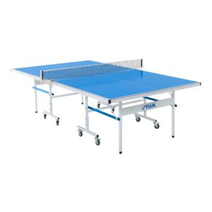 stiga xtr professional outdoor table tennis tables – all weather aluminum waterproof outdoor or indoor design with net & post - 10 minute easy assembly ping pong table with compact storage