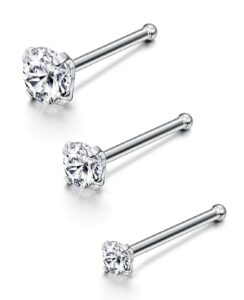 jstyle 20g 3 pcs a set stainless steel nose rings studs piercing body jewelry 1.5mm 2mm 3mm