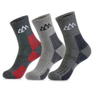 innotree 3 pack men's full cushioned hiking walking socks, quarter crew socks