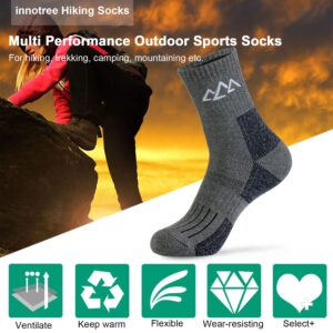 innotree 3 Pack Men's Full Cushioned Hiking Walking Socks, Quarter Crew Socks