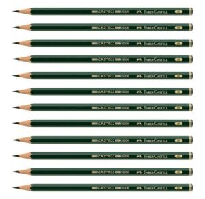 faber-castell pencils, castell 9000 graphite pencils, 8b pre-sharpened black lead pencils for sketch, shading, drawing, artist - box of 12 (8b)