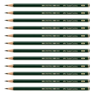 Faber-Castell pencils, Castell 9000 graphite pencils, 8B Pre-sharpened Black lead pencils for sketch, shading, drawing, artist - box of 12 (8B)