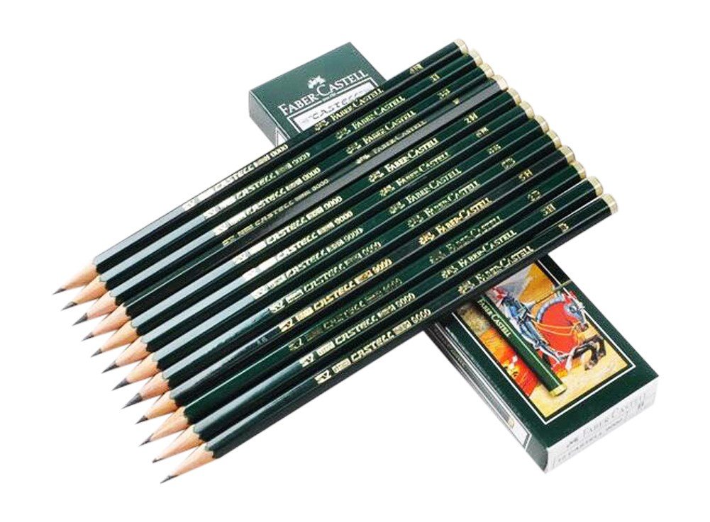 Faber-Castell pencils, Castell 9000 graphite pencils, 8B Pre-sharpened Black lead pencils for sketch, shading, drawing, artist - box of 12 (8B)