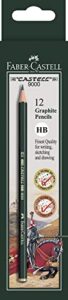 faber-castell pencils, castell 9000 art graphite pencils, hb no.2 pencil for drawing, writing, sketch, shading, artist, school supplies pencils - 12 pack (hb)