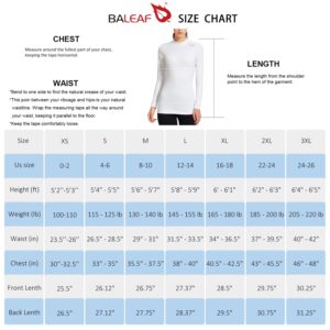 BALEAF Thermal Long Sleeve Running Shirt Women Workout Tops Gym Clothes Mock Neck Fleece Hiking Skiing Base Layer for Winter Cold Weather White S