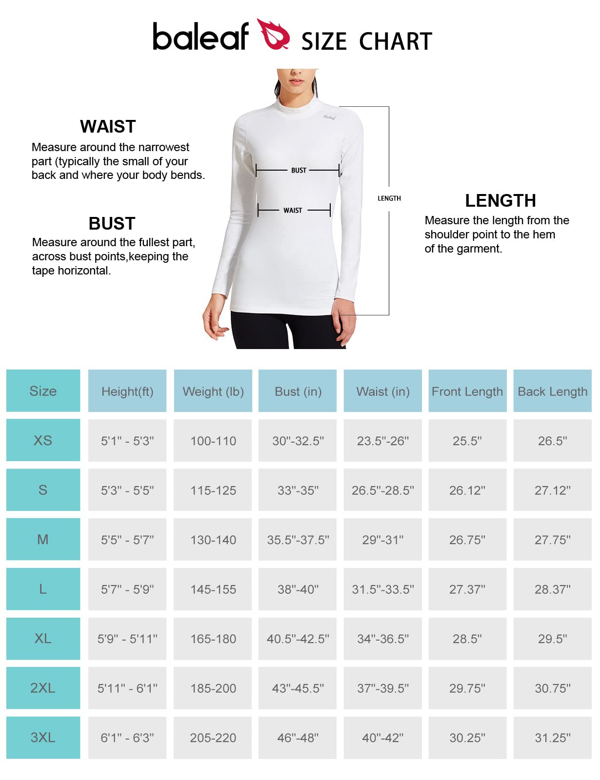 BALEAF Thermal Long Sleeve Running Shirt Women Workout Tops Gym Clothes Mock Neck Fleece Hiking Skiing Base Layer for Winter Cold Weather White S