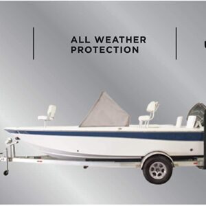 GOODSMANN 600 Denier Center Console Boat Cover Accessory Waterproof Boat Cover Weather Protection Trailerable Boat Cover Fits Models Up to 58'' Height, 45'' Length, 34'' Width 9921-0162-31