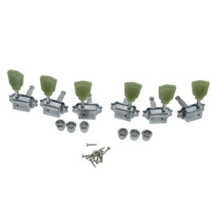 wilkinson chrome with green button 3x3 deluxe vintage tuners guitar tuning keys machine heads with plastic keystone buttons for les paul/sg/es