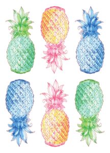 wallpops dwpk2171 pop pineapples wall art kit, multicolor