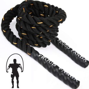 proud panda heavy jump ropes for fitness 3lb, weighted adult skipping rope exercise battle ropes for men & women, total body workouts, power training in gym to improve strength and building muscle(1''