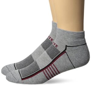 top flite men's sport performance tech low cut ultra dri socks 2 pair pack, grey heather, large