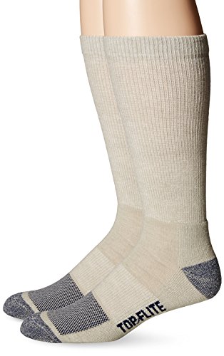 Top Flite Men's Sport Half Cushion Crew Ultra Dri Socks 2 Pair Pack, Khaki, Sock Size:10-13/Shoe Size: 6-12