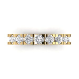 yellow solid 14k gold stackable wedding bridal engagement ring band - clear simulated diamond 1.53ct round cut sz 8.5