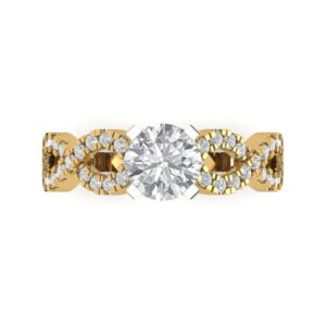 1.36 ct round cut clear simulated diamond 14k yellow white gold solitaire with accents engagement promise ring size 5.25