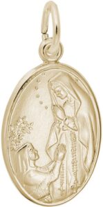 rembrandt our lady of lourdes oval charm - metal - gold-plated sterling silver