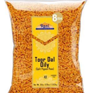 Rani Toor Dal (Split Pigeon Peas) Oily, 128oz (8lbs) 3.63kg Bulk ~ All Natural | Gluten Friendly | NON-GMO | Vegan | Indian Origin