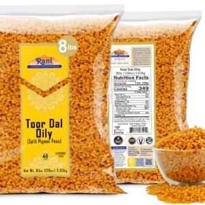 Rani Toor Dal (Split Pigeon Peas) Oily, 128oz (8lbs) 3.63kg Bulk ~ All Natural | Gluten Friendly | NON-GMO | Vegan | Indian Origin