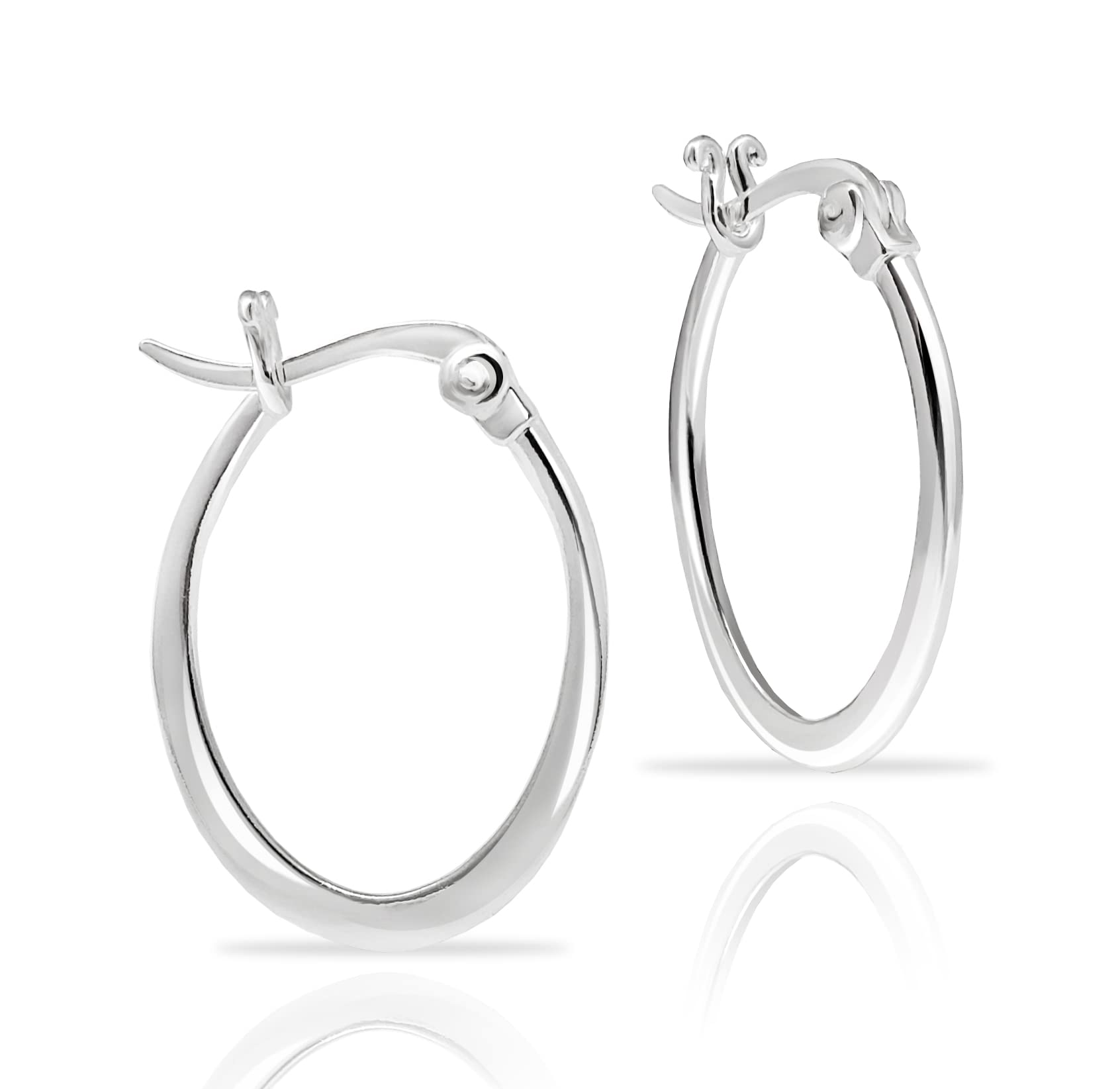 Hoops & Loops Sterling Silver Flat Oval Hoop Earrings for Women