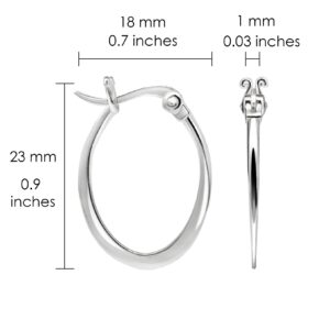 Hoops & Loops Sterling Silver Flat Oval Hoop Earrings for Women