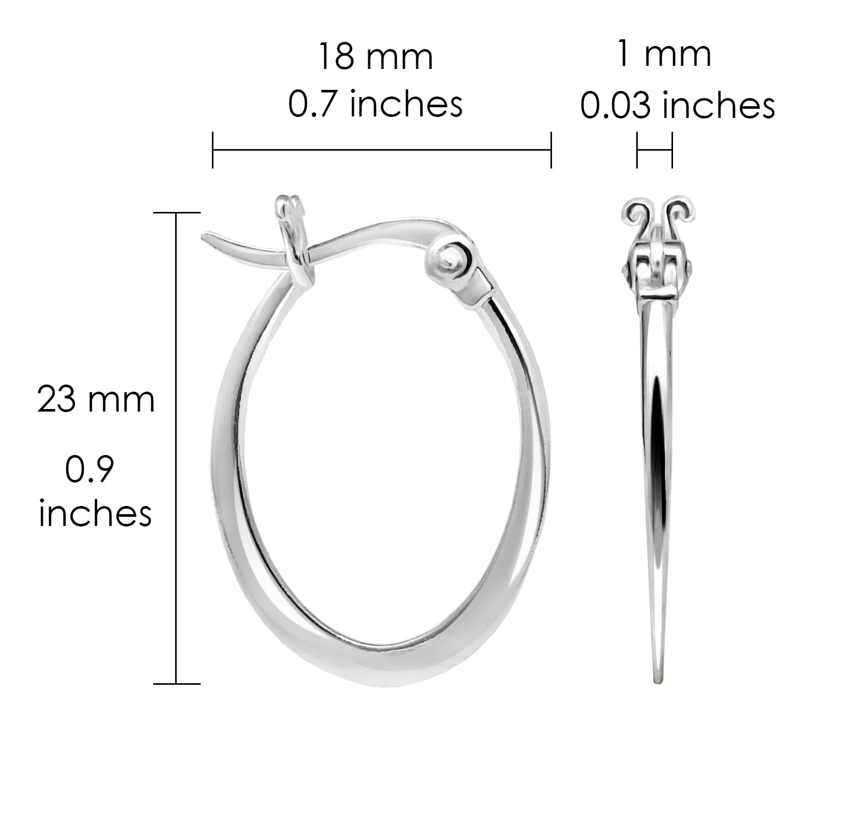 Hoops & Loops Sterling Silver Flat Oval Hoop Earrings for Women