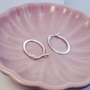 Hoops & Loops Sterling Silver Flat Oval Hoop Earrings for Women