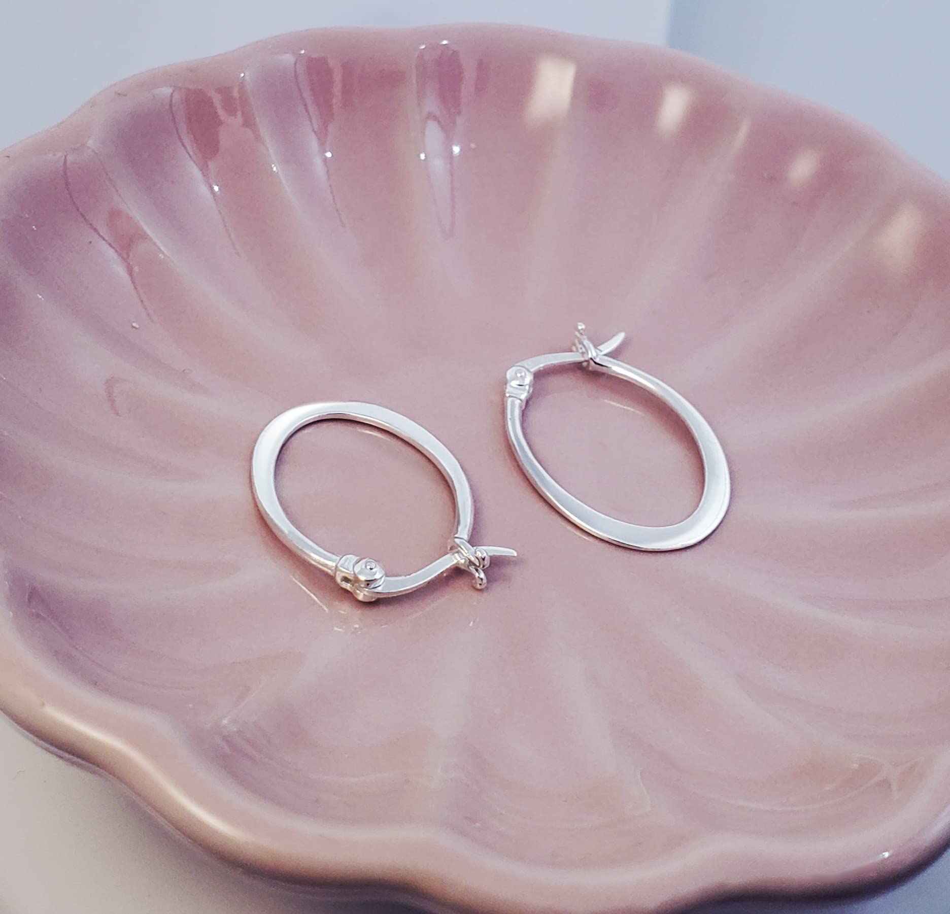 Hoops & Loops Sterling Silver Flat Oval Hoop Earrings for Women