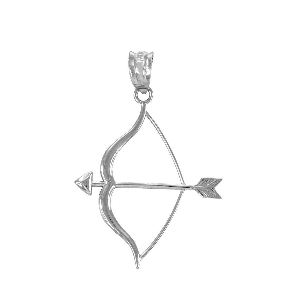 Claddagh Gold Polished 925 Sterling Silver Bow and Arrow Charm Pendant