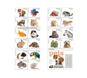 20 forever usps stamps pets celebrate animals in our lives that bring joy companionship and love 1 sheet of 20 stamps