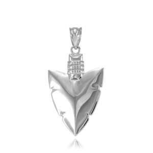 polished 925 sterling silver serrated arrowhead charm pendant