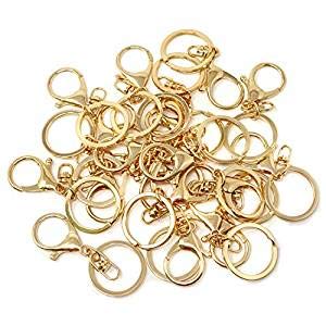 Honbay 20pcs Zinc Alloy KC Gold Lobster Claw Clasp Keychain, Key Ring Loop Key Holders with Flat Split Ring